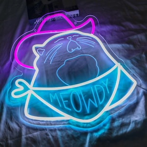 Cowboy Cat Neon Sign | Meowdy Neon Sign| Cat Lover Gift | Kid Room ...