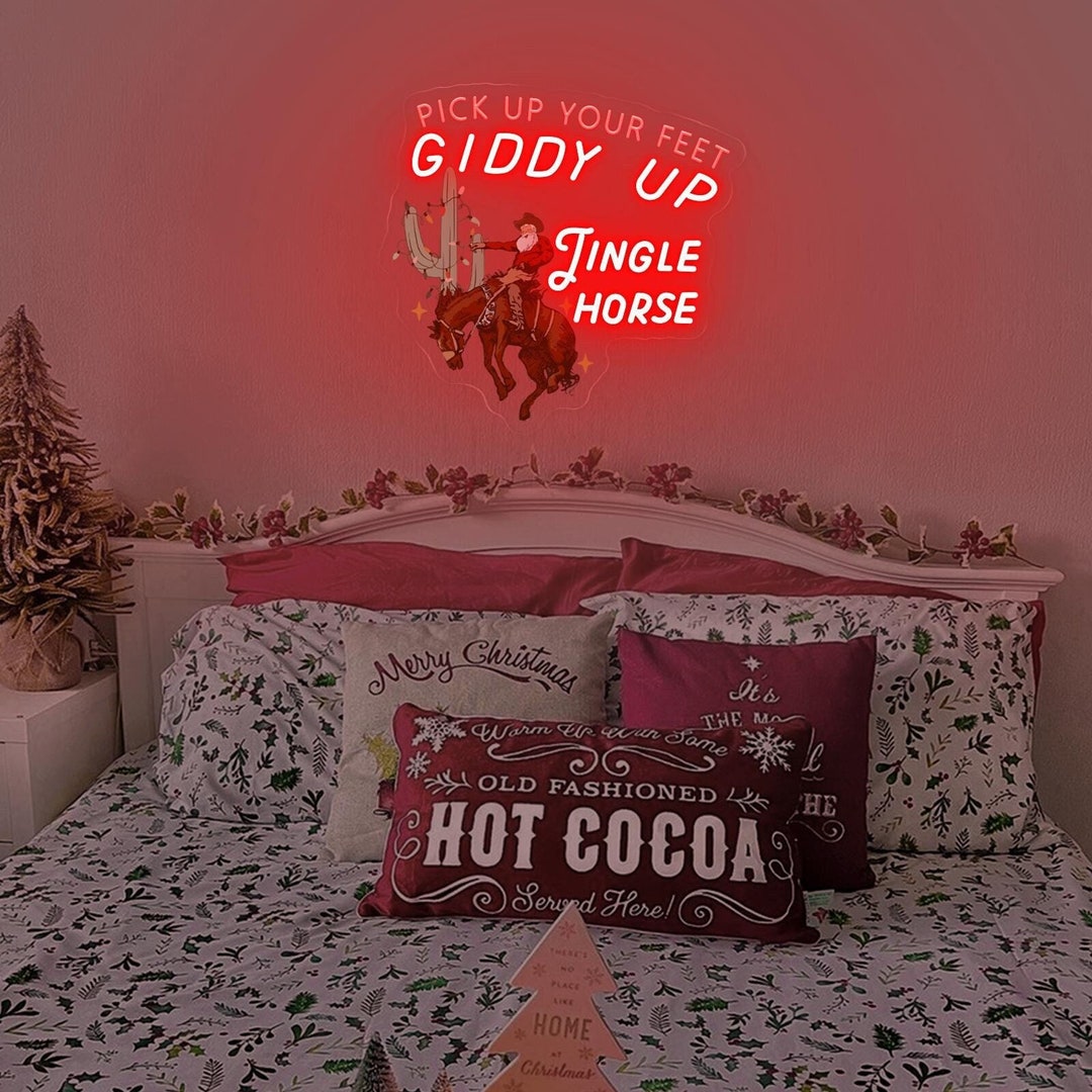 Giddy up Jingle Horse Neon Sign Howdy Country Christmas Horse Sign ...