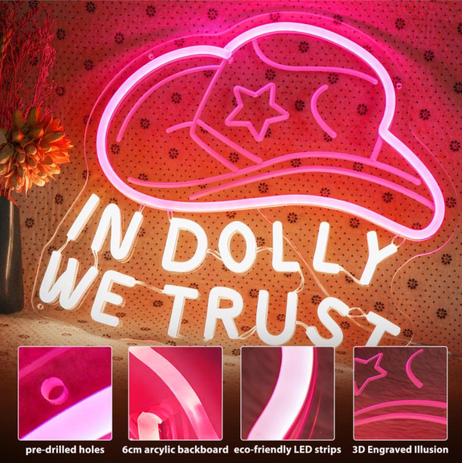 In Dolly We Trust Neon Sign: Custom Western Decor - Etsy
