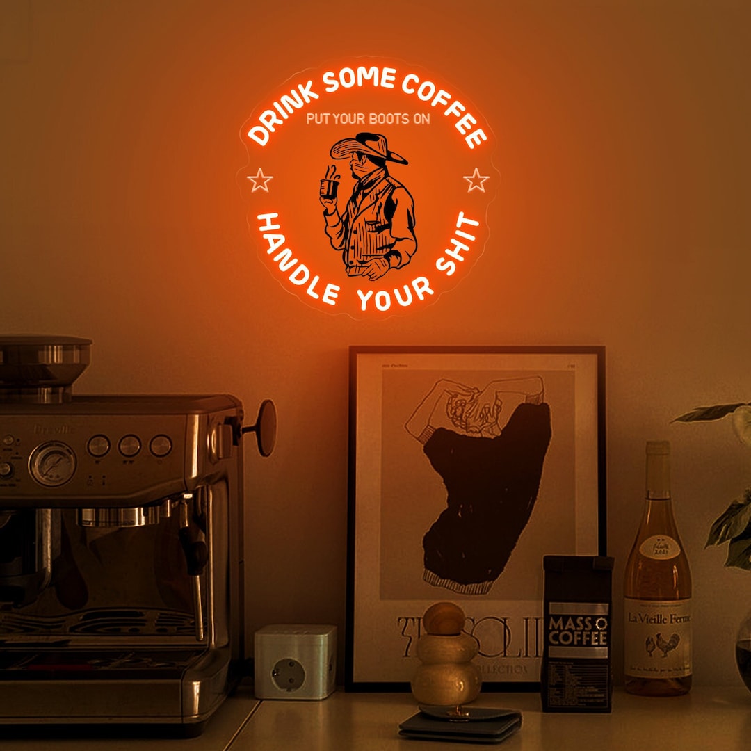 Cowboy Coffee Neon Sign: Country Western Decor - Etsy
