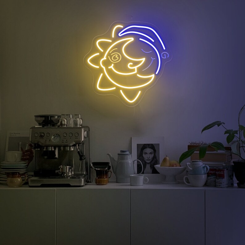 Sun and Moon Neon Sign, FNAF Inspired Neon Sign, Personalized Birthday ...