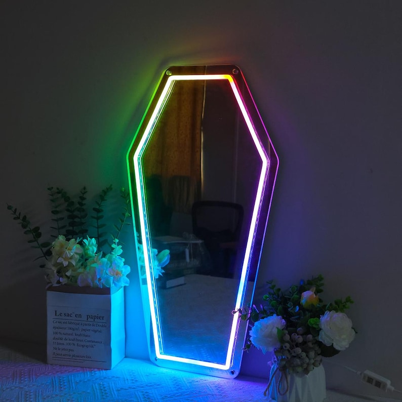 Multicolor Coffin Mirror Neon Sign: Goth Room Decor - Etsy