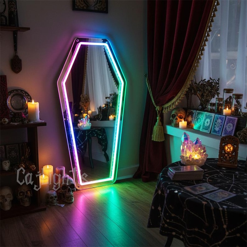 Multicolor Coffin Mirror Neon Sign: Goth Room Decor - Etsy