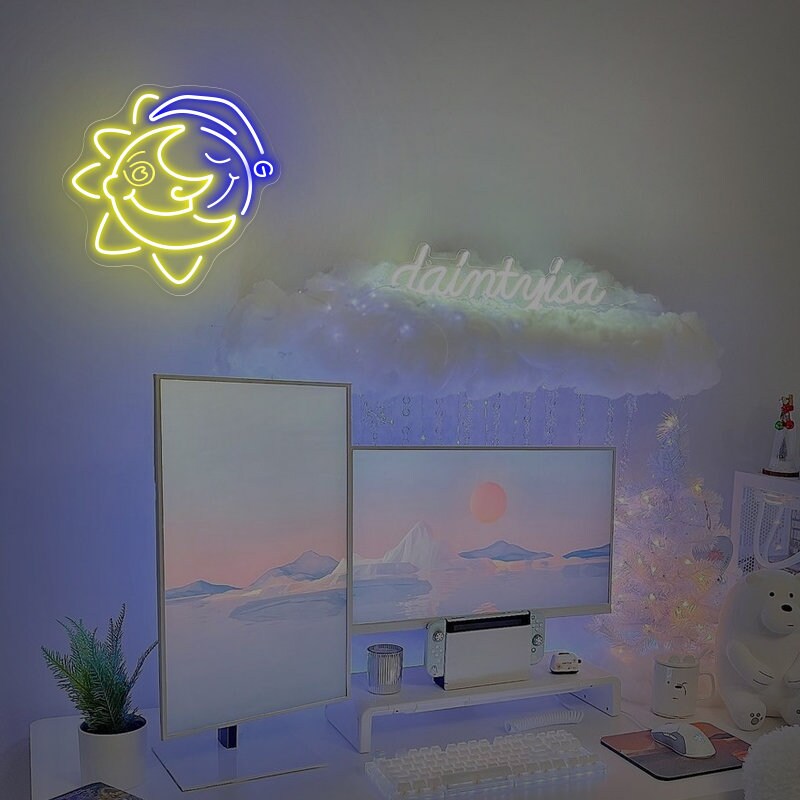Sun and Moon Neon Sign, FNAF Inspired Neon Sign, Personalized Birthday ...