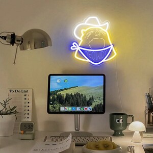 Cowboy Cat Neon Sign Meowdy Neon Sign Cat Lover Gift Kid Room Decor ...
