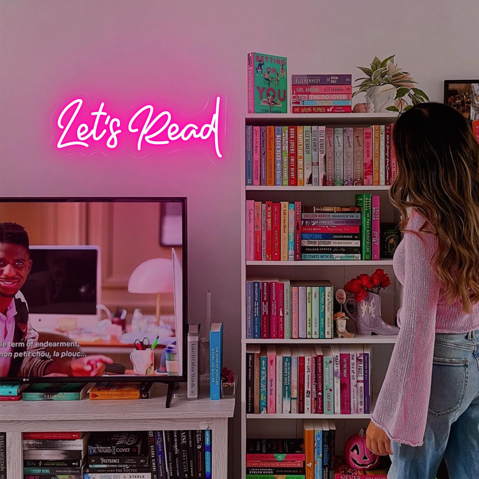 Let's Read Neon Sign: Bookworm LED Bedroom Decor - Etsy