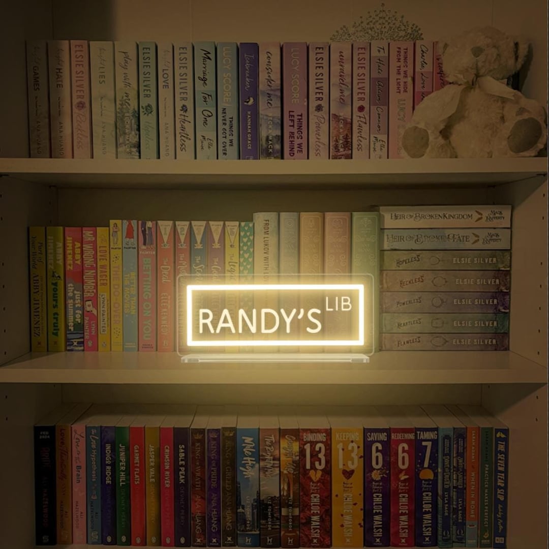 Custom Name Neon Library Sign: Book Lover Gift - Etsy