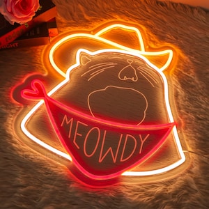 Cowboy Cat Neon Sign | Meowdy Neon Sign| Cat Lover Gift | Kid Room ...