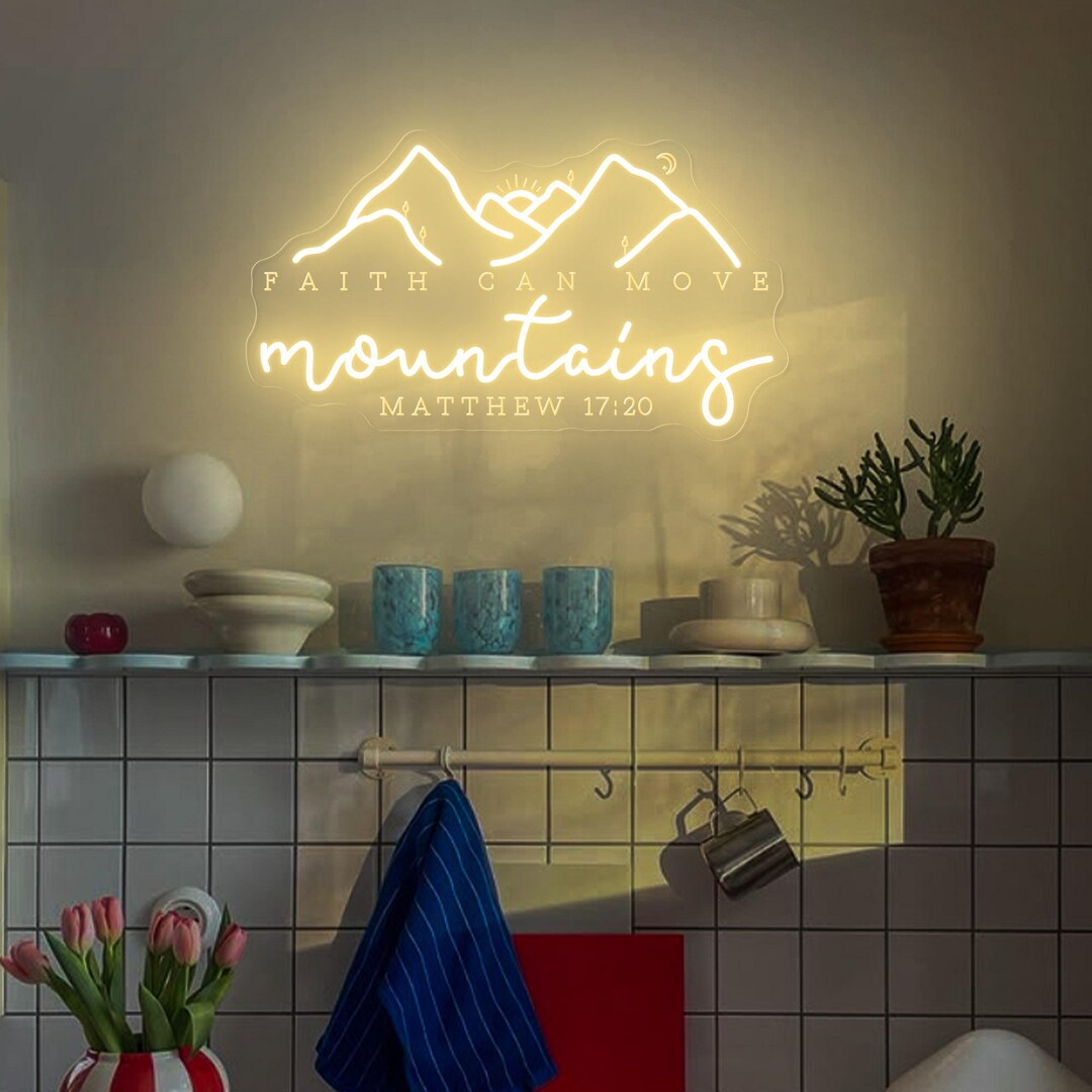 Faith Can Move Mountains Neon Sign| Bible Verse Neon Sign| Gift for ...