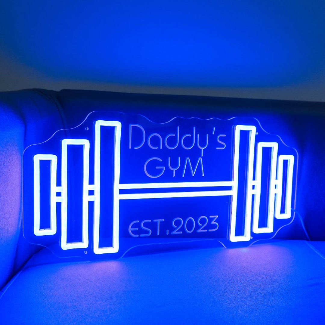 Custom Name's Gym Neon Sign, Dumbbell Neon Sign, Gift for Man,sign for ...