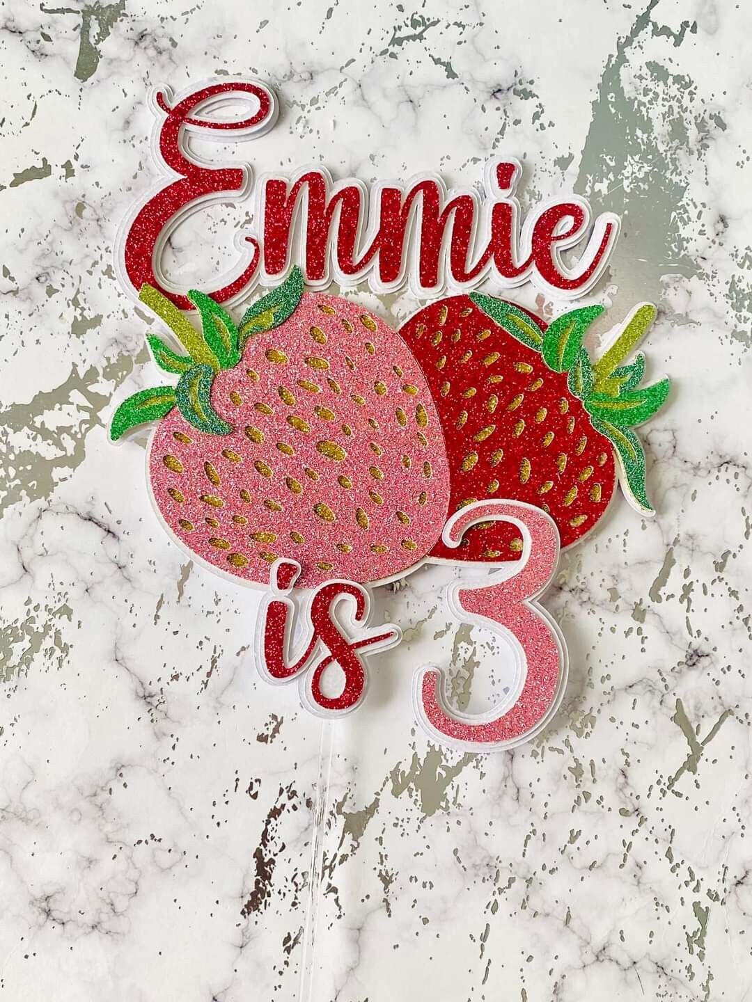 Strawberry Theme Cake Topper - Etsy