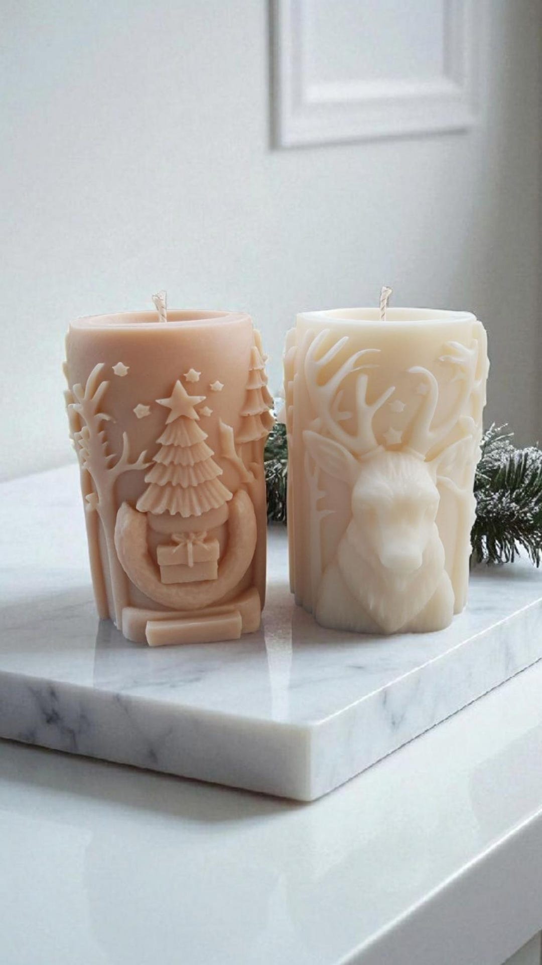 Pillar Candle Deer Candle Forest Candle Christmas Tree Candle Christmas ...