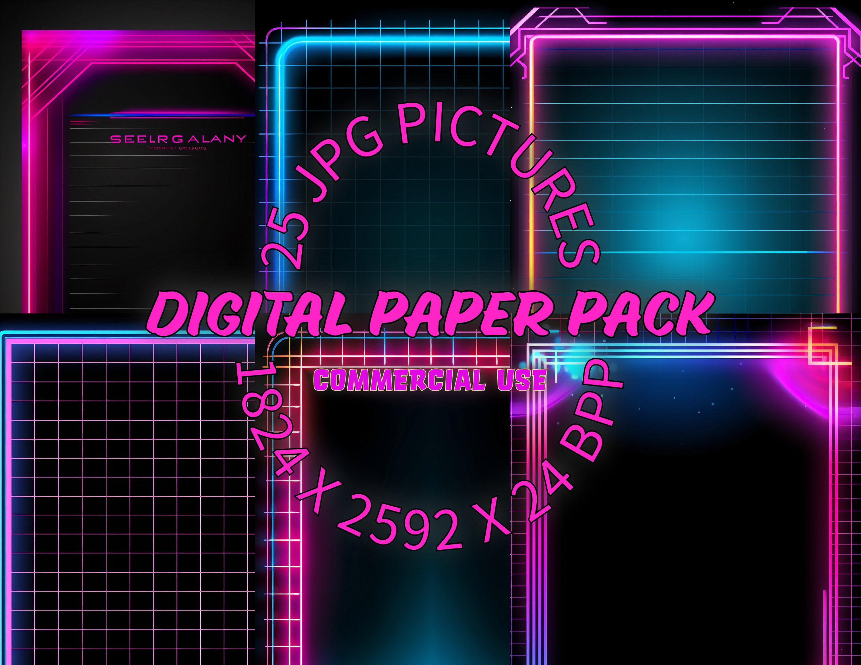 Neon Grid Digital Collection Artistic Sketches Creative Backgrounds ...