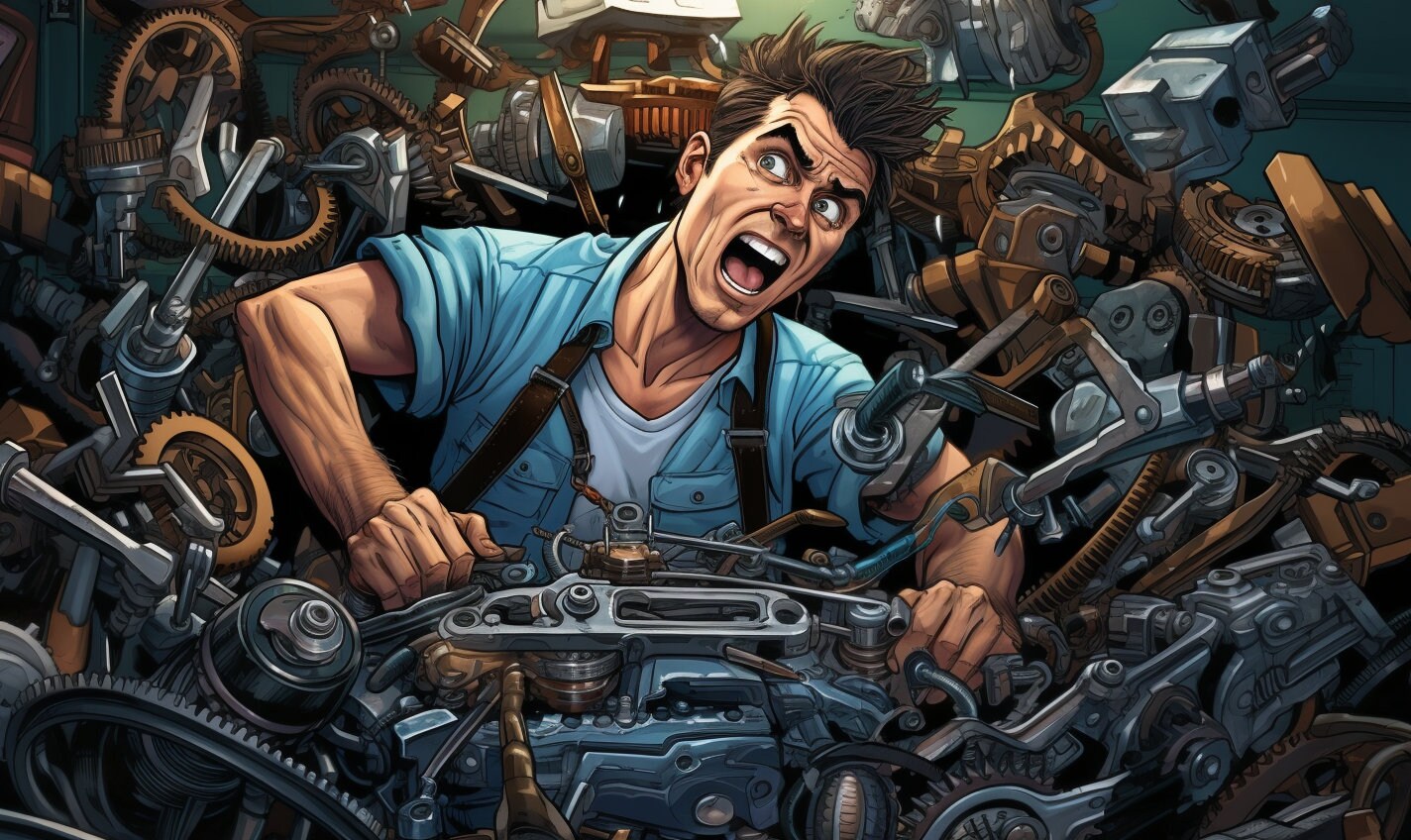 Digital Download of Art Work. Frantic Mechanic Overloaded With Work - Etsy