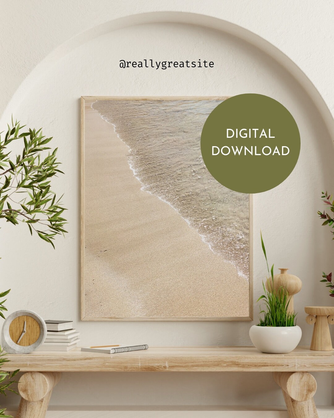 Sandy Beach Poster, Printable Wall Art, Photography, Wave, Summer ...