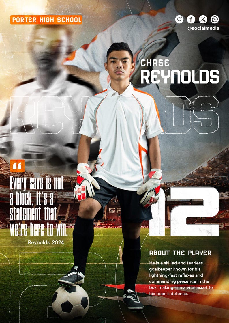 Football Soccer Poster Template | Editable PSD Sports Banner (digital ...