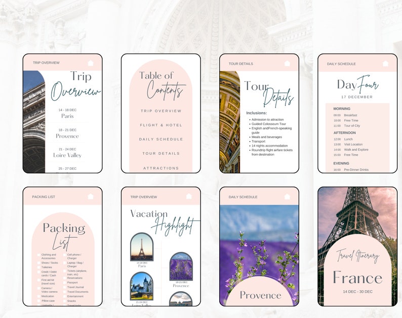 Editable Travel Itinerary Template Phone Travel Planner Trip Itinerary ...
