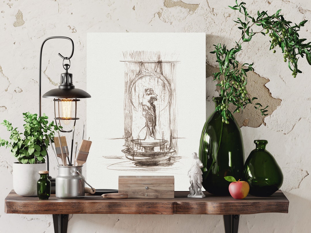 Alphonse Maria Mucha, Decorative Fountain, Canvas, Print, Wall Art ...