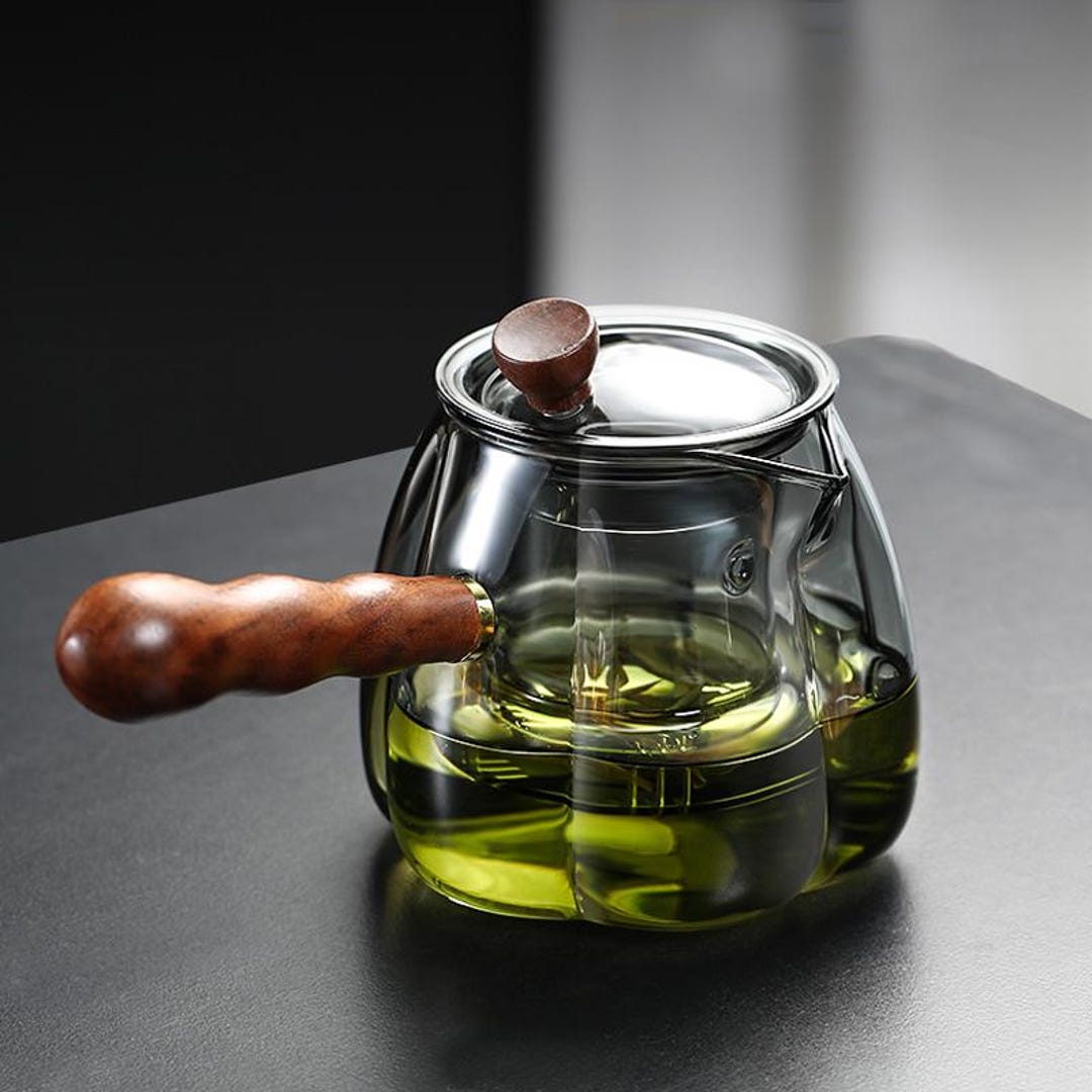 Side Handle Teapot, Hand Blown Glass Teapot, Teapot With Infuser ...