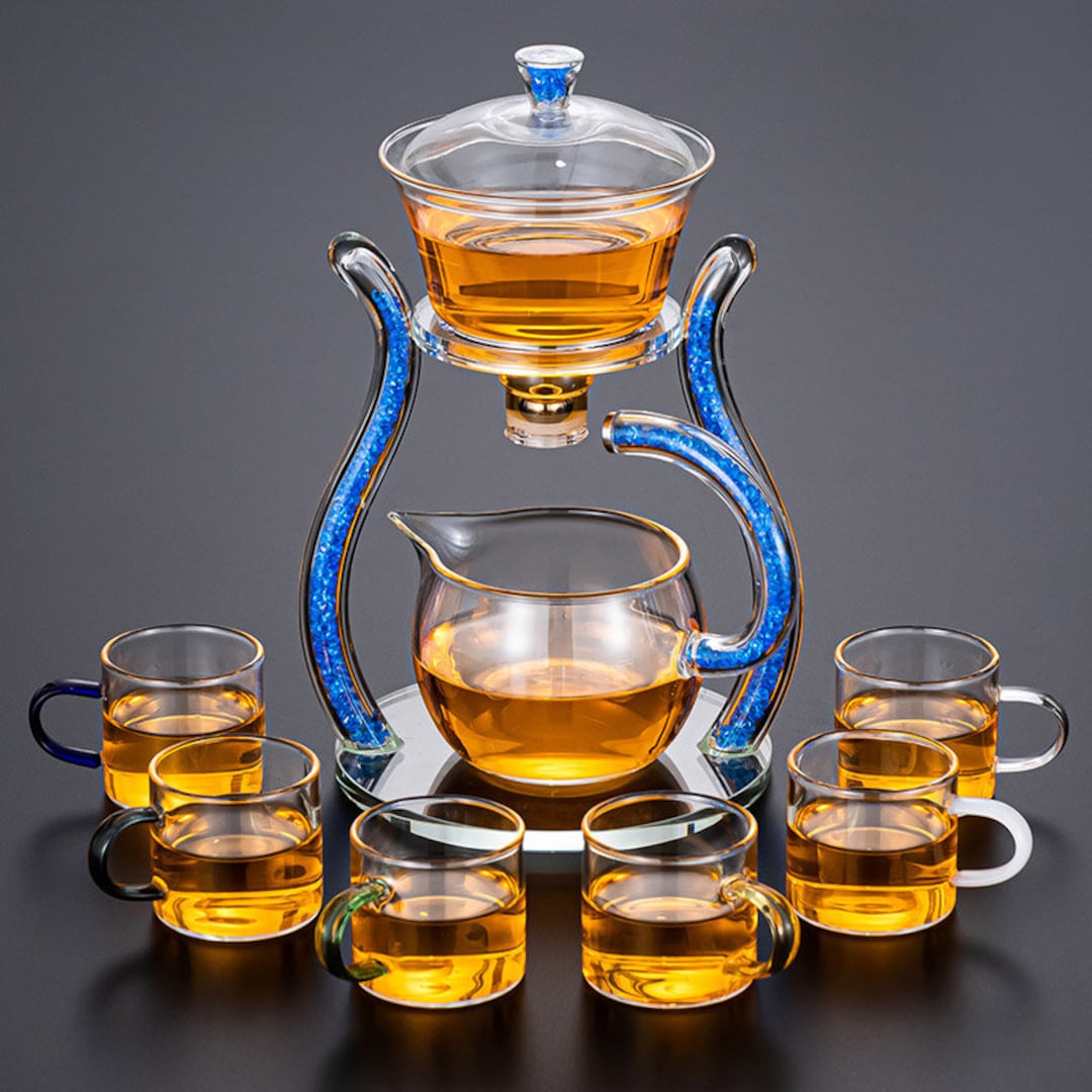 Blue Glass Automatic Tea Set, Kung Fu Tea Set, Tea and Water Separation ...