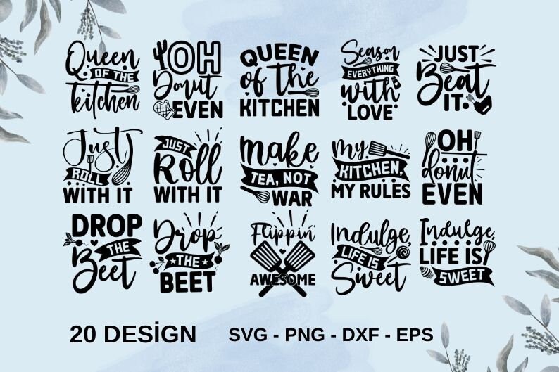 Funny Kitchen SVG Bundle, Cooking Quotes, Farmhouse Sign Designs ...