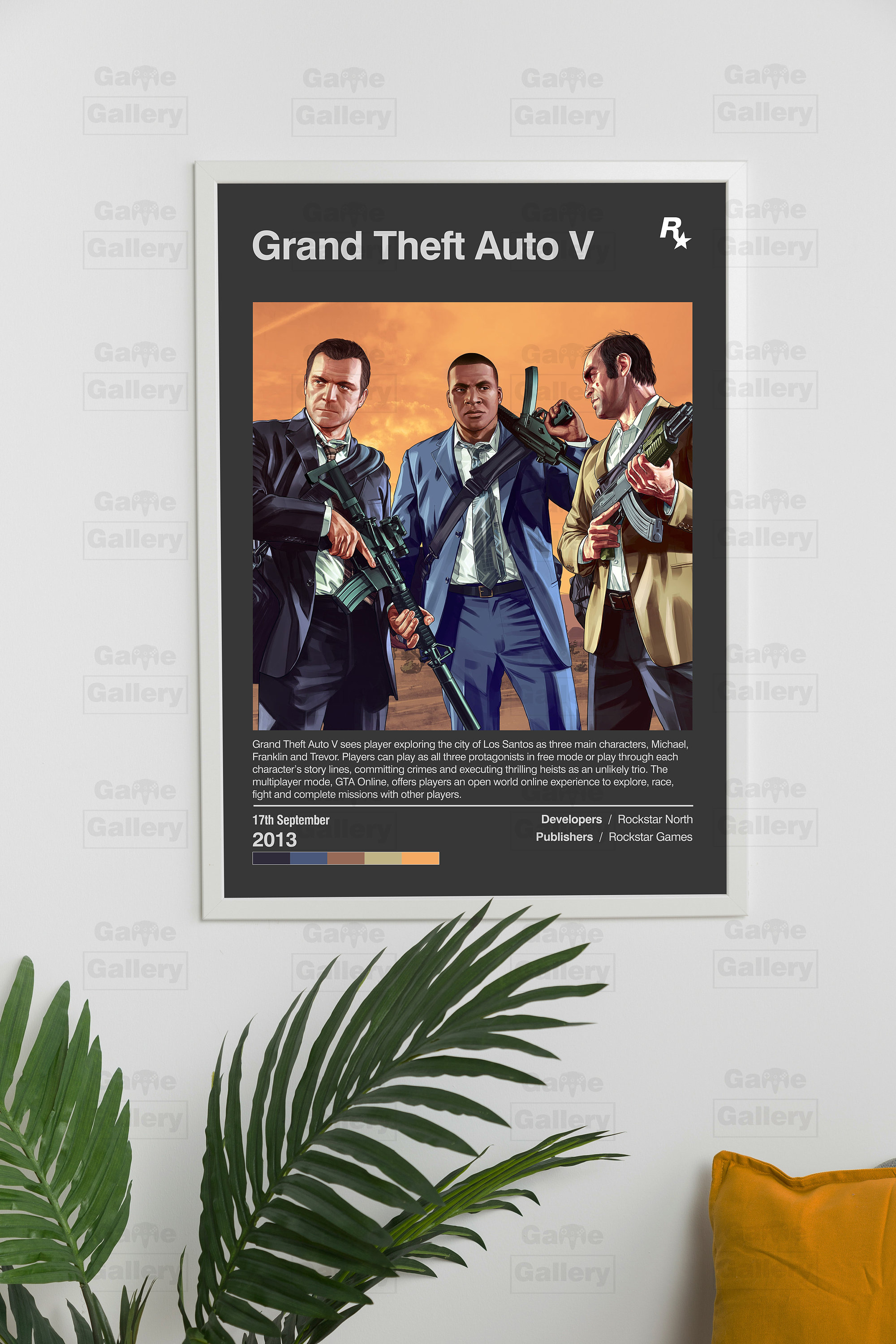 Grand Theft Auto V Poster Gaming Room Poster Video Game Cover Gaming Wall Decor Print Game Wall ...