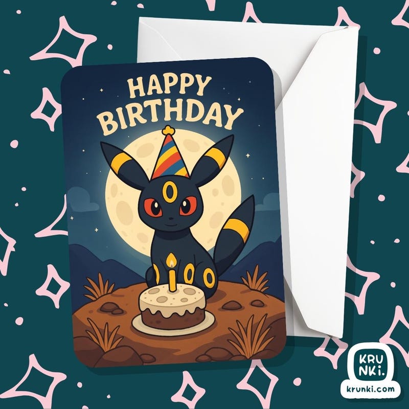 Umbreon Birthday Card - Etsy UK