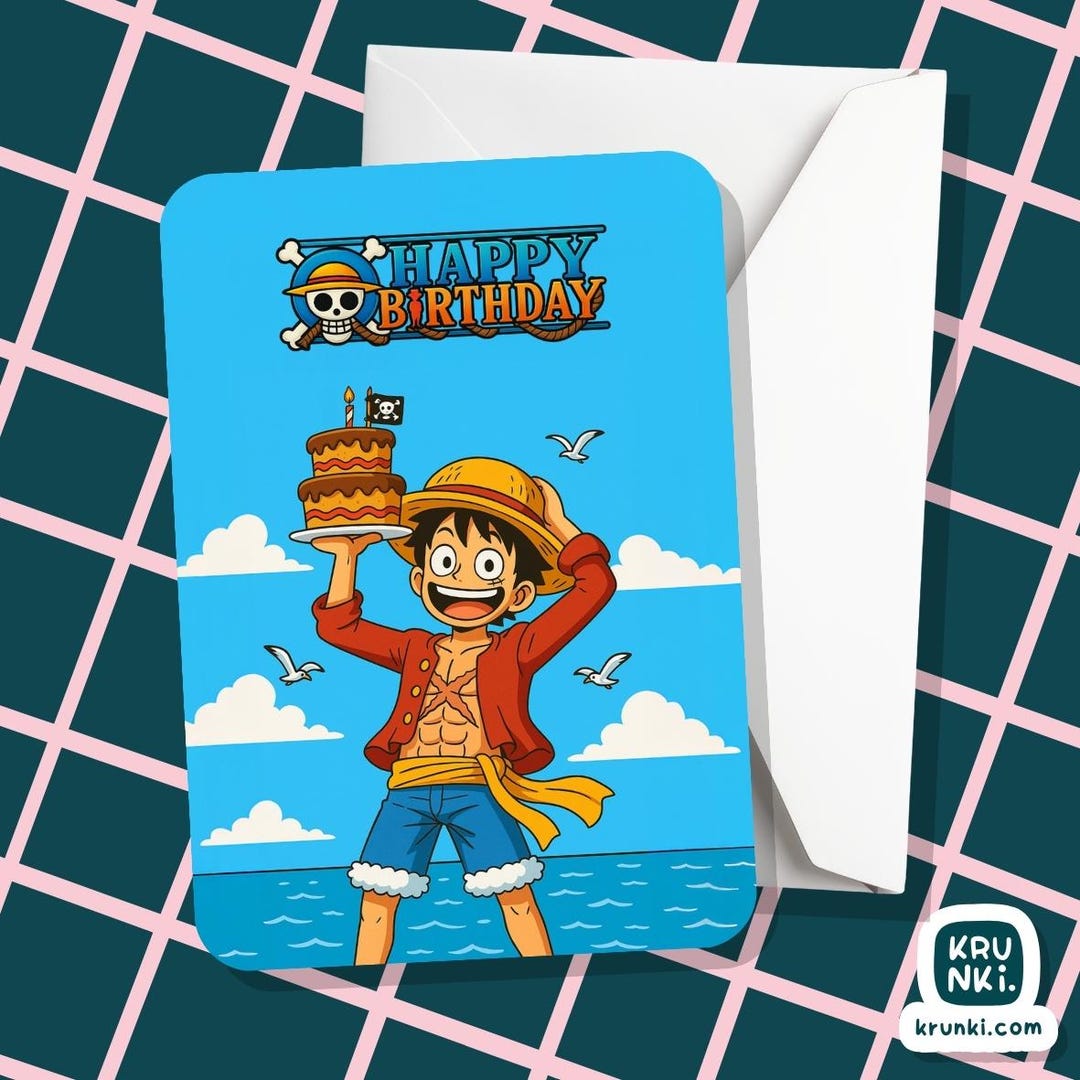 Luffy One Piece Birthday Card – Pirate King-inspired Anime Greeting ...