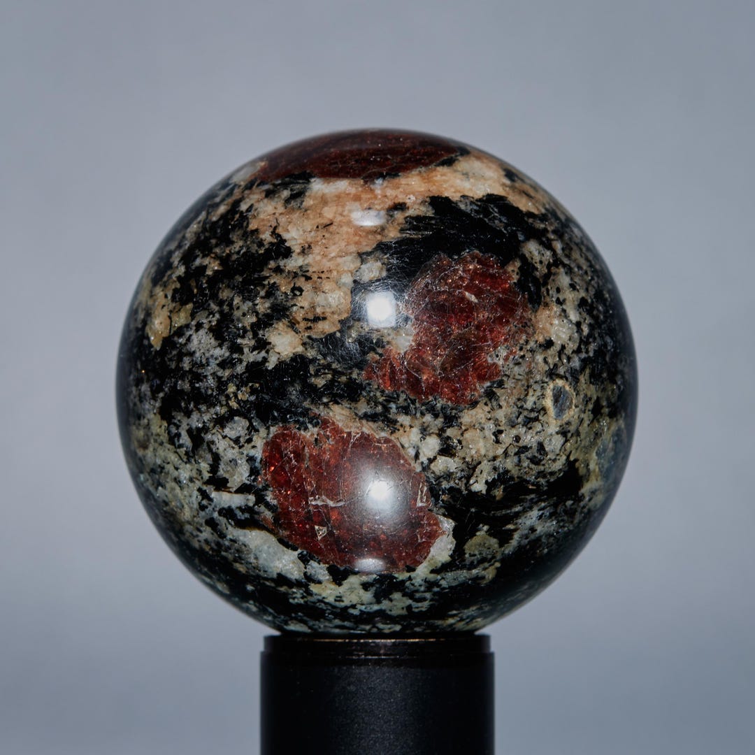 Kyanite Almandine Crystal Sphere.kyanite With Red Garnet Polished ...