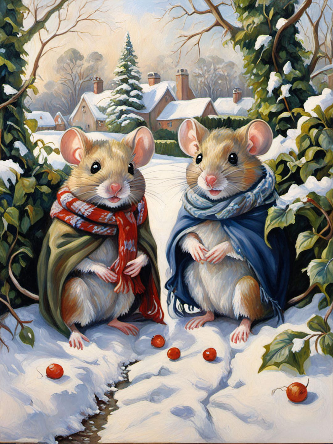 Nostalgic Christmas Mice Christmas Card Customizable Festive Design ...