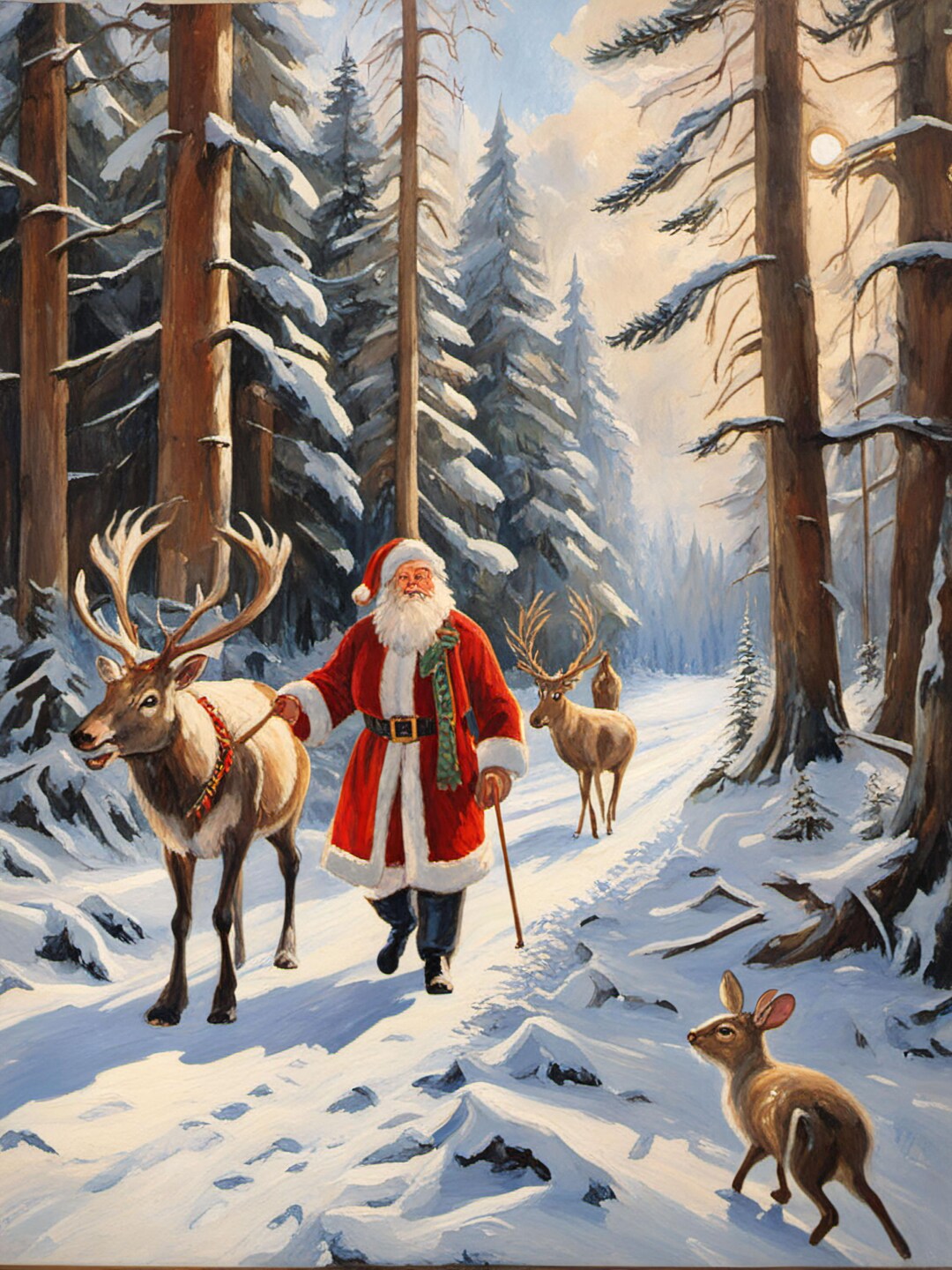 Vintage Inspired Reindeer Exercise Christmas Card Personalized Festive ...