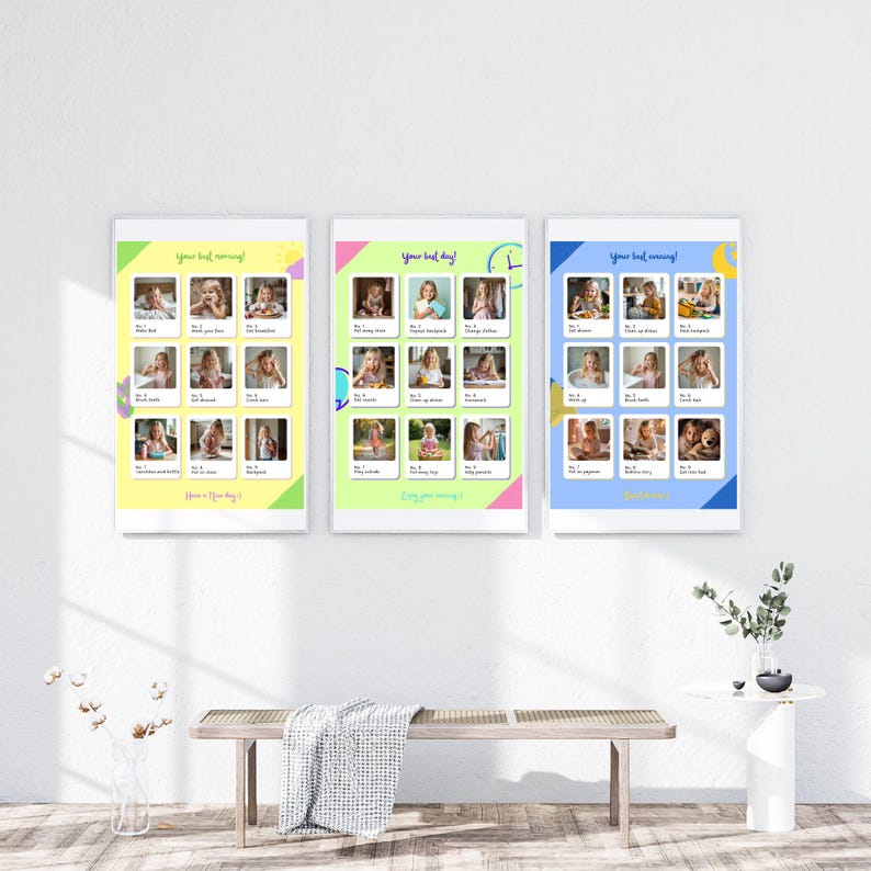 Visual Schedule for Kids, Morning/ Afternoon/ Evening Routine, Daily ...