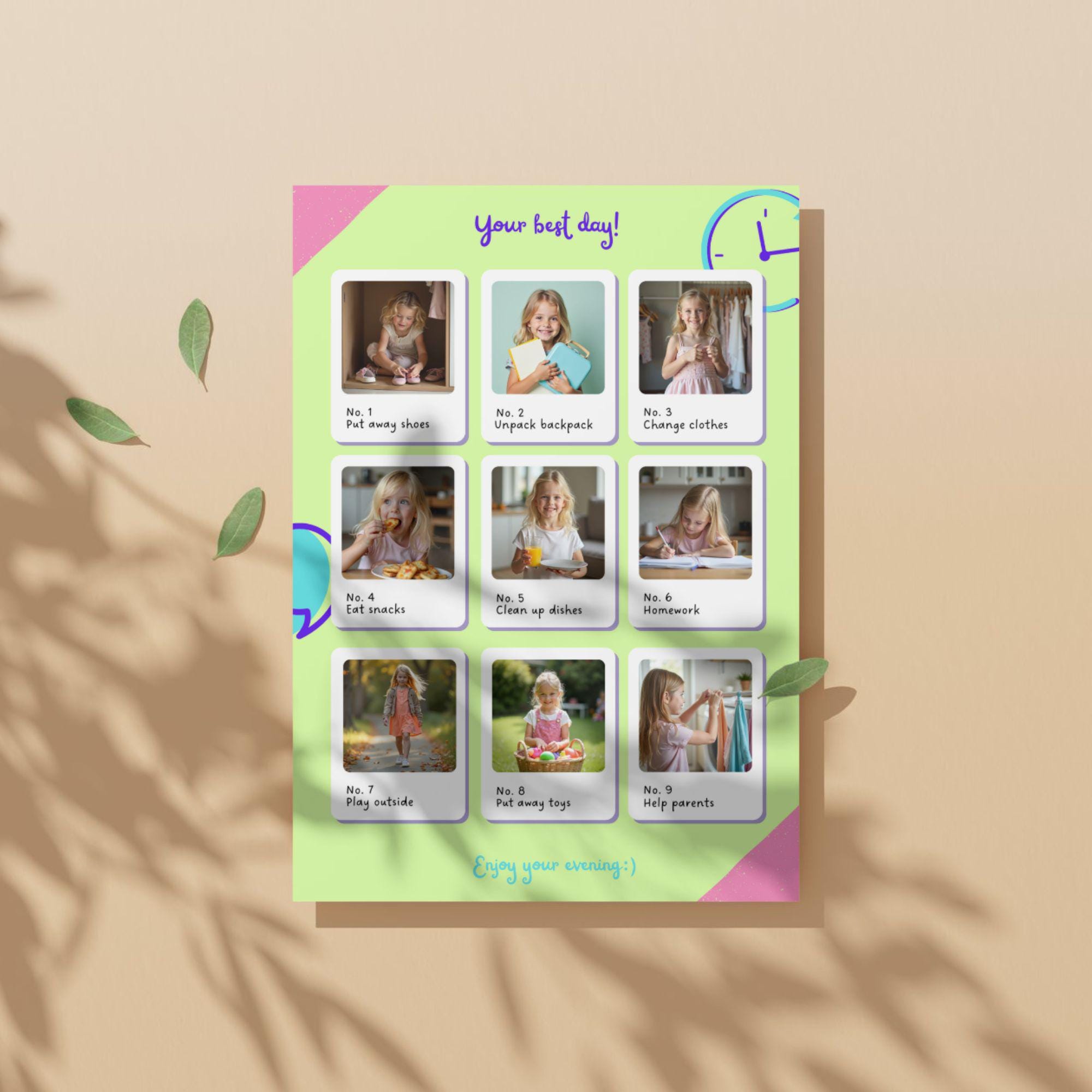 Visual Schedule for Kids, Morning/ Afternoon/ Evening Routine, Daily ...