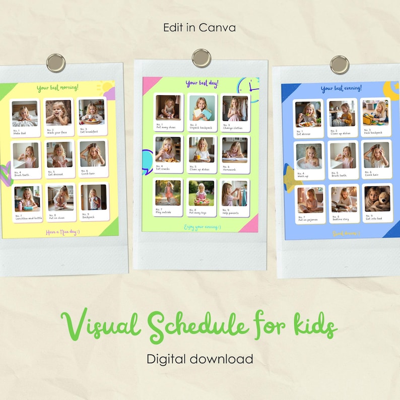Visual Schedule for Kids, Morning/ Afternoon/ Evening Routine, Daily ...