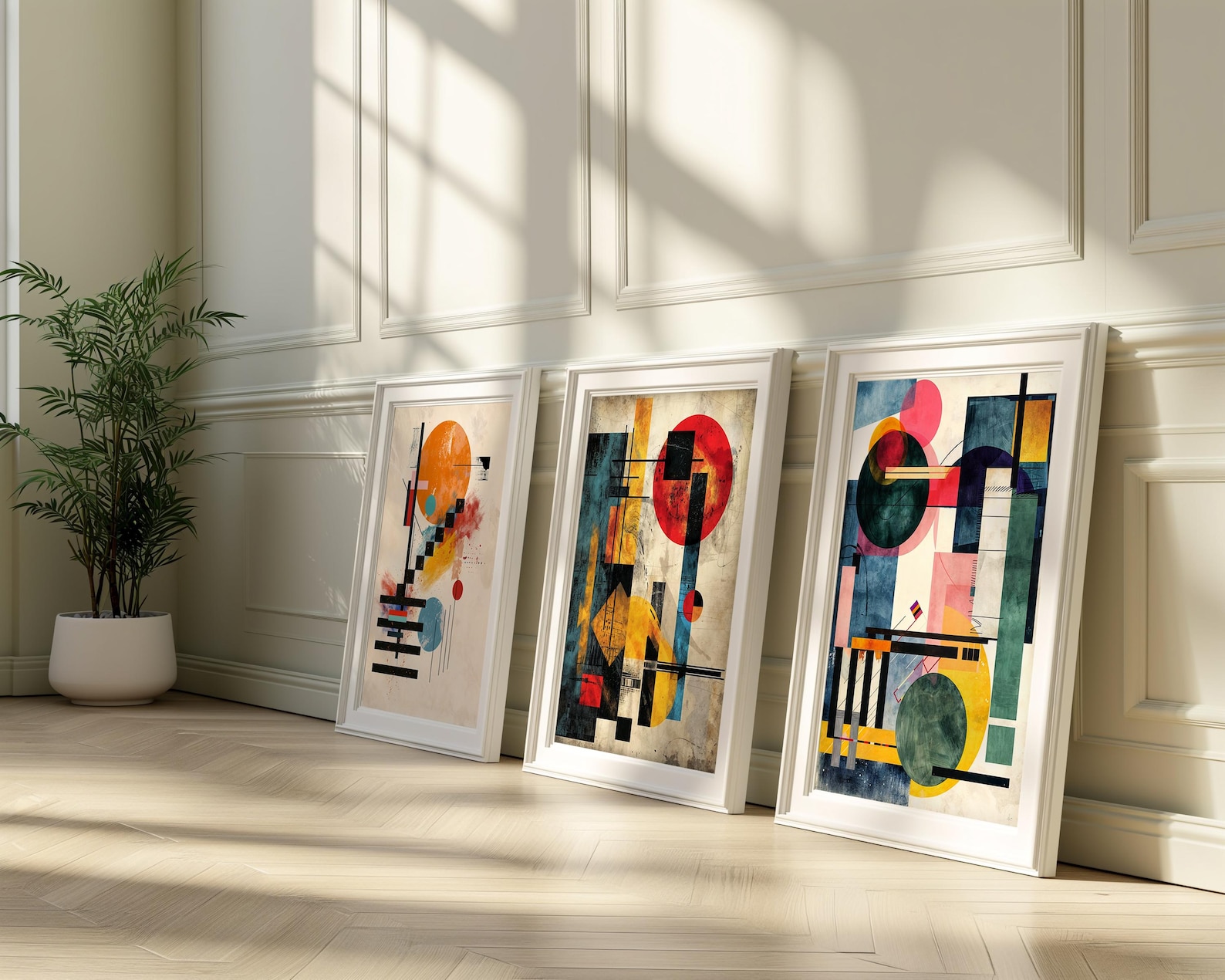 Abstract Digital Art Bundle Modern Geometric Prints Vibrant Minimalist ...