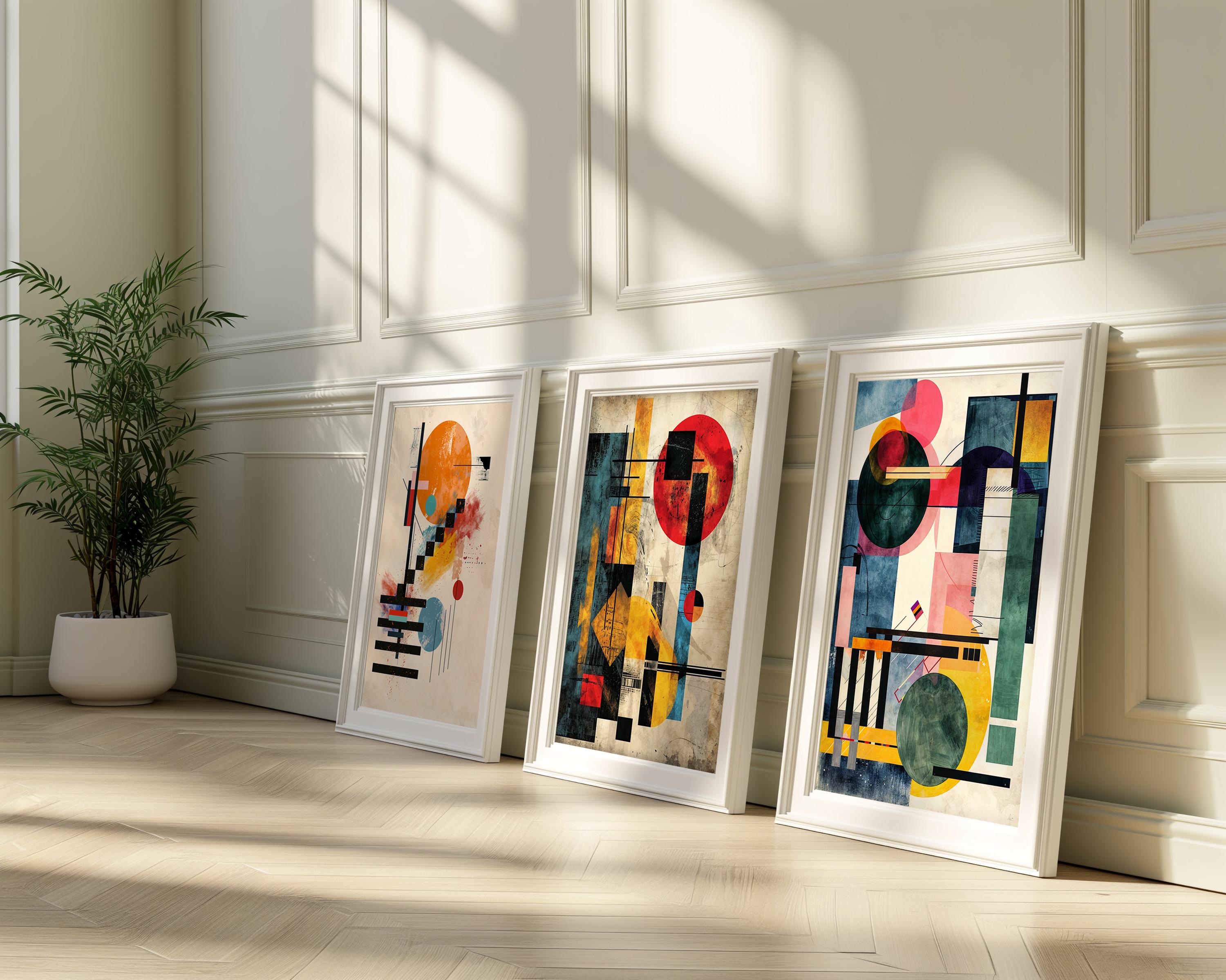 Abstract Digital Art Bundle Modern Geometric Prints Vibrant Minimalist ...