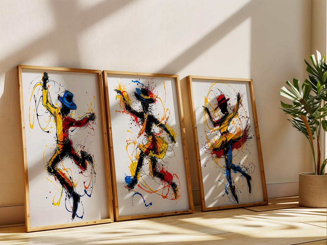 Rhythm in Motion - Splatter Art of Dancers | Energetic Wall Decor - Etsy