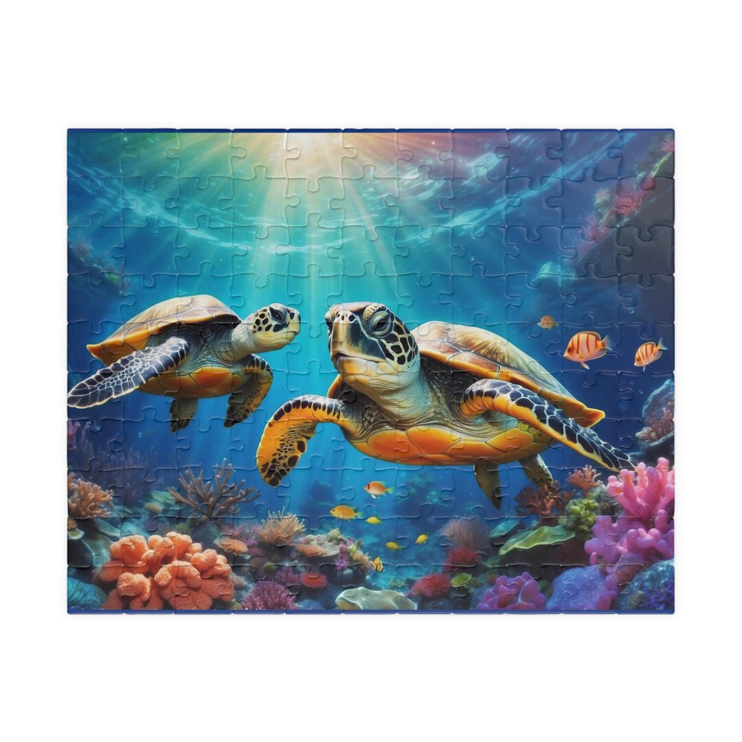 Beautiful Sea Turtle Puzzle Vibrant Ocean Life Jigsaw Aquatic Art Scene ...