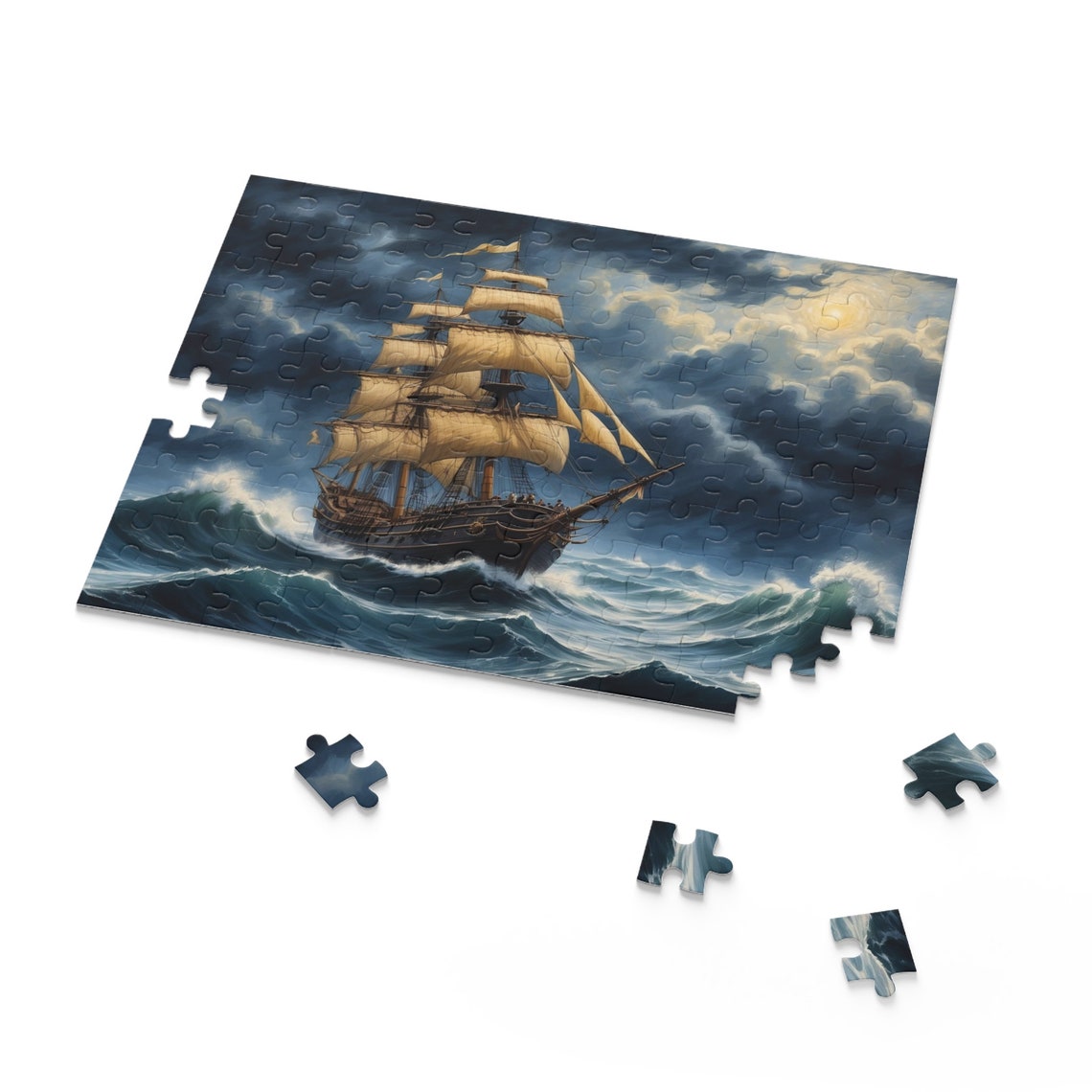 Stormy Seas Spanish Galleon Ship Art Gift Family Jigsaw Puzzle Puzzle ...