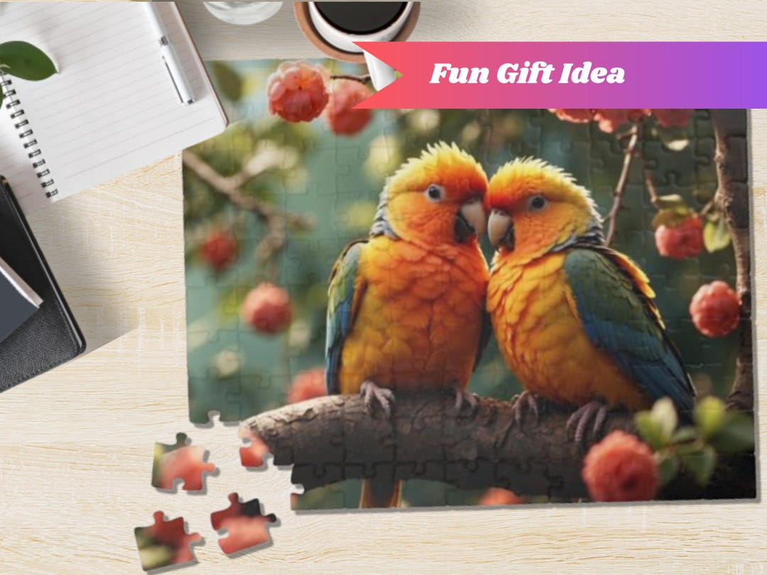 Love Birds Cuddle Puzzle Beautiful Colorful Nature Parrot Jigsaw ...
