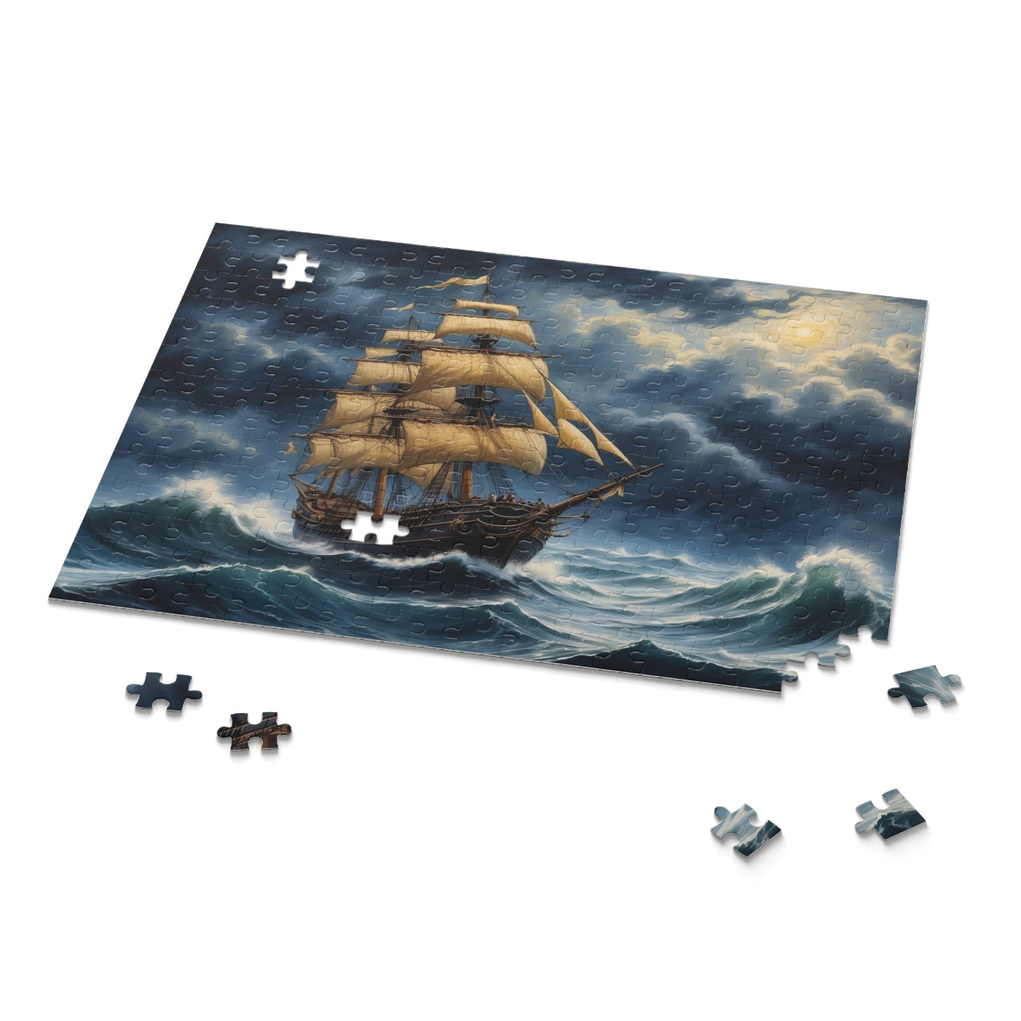 Stormy Seas Spanish Galleon Ship Art Gift Family Jigsaw Puzzle Puzzle ...