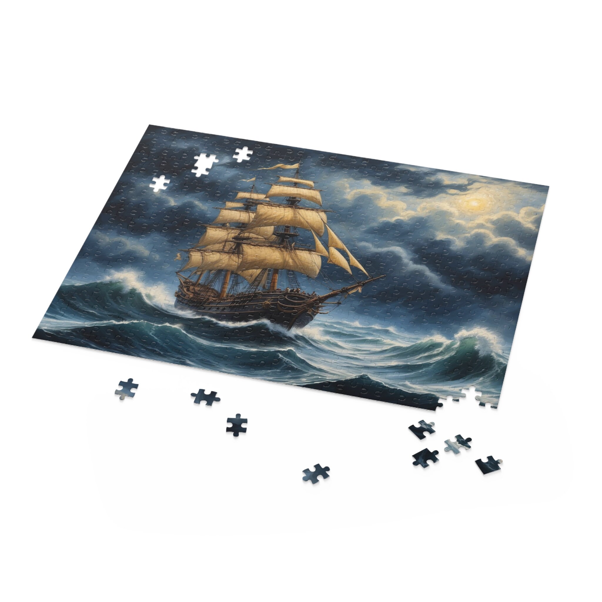 Stormy Seas Spanish Galleon Ship Art Gift Family Jigsaw Puzzle Puzzle ...