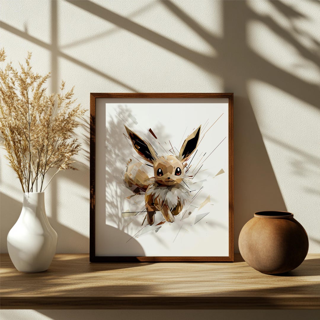 Geometric Pokémon Poster, Eevee Wall Art, Pokémon Art Print, Eevee Art ...