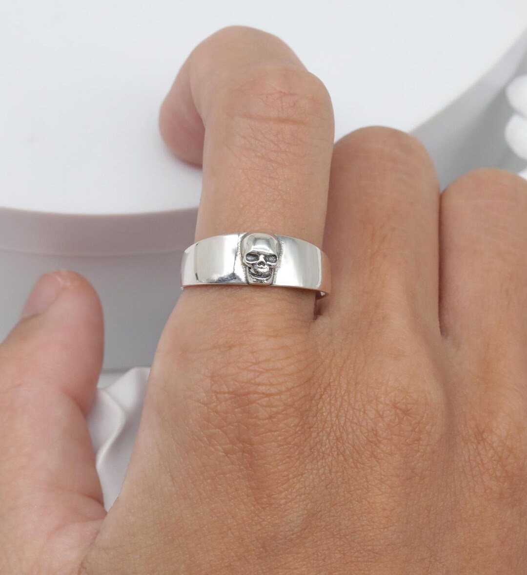 Solid Silver Skull Ring Half Skull Ring Rocker Skull Ring for ...