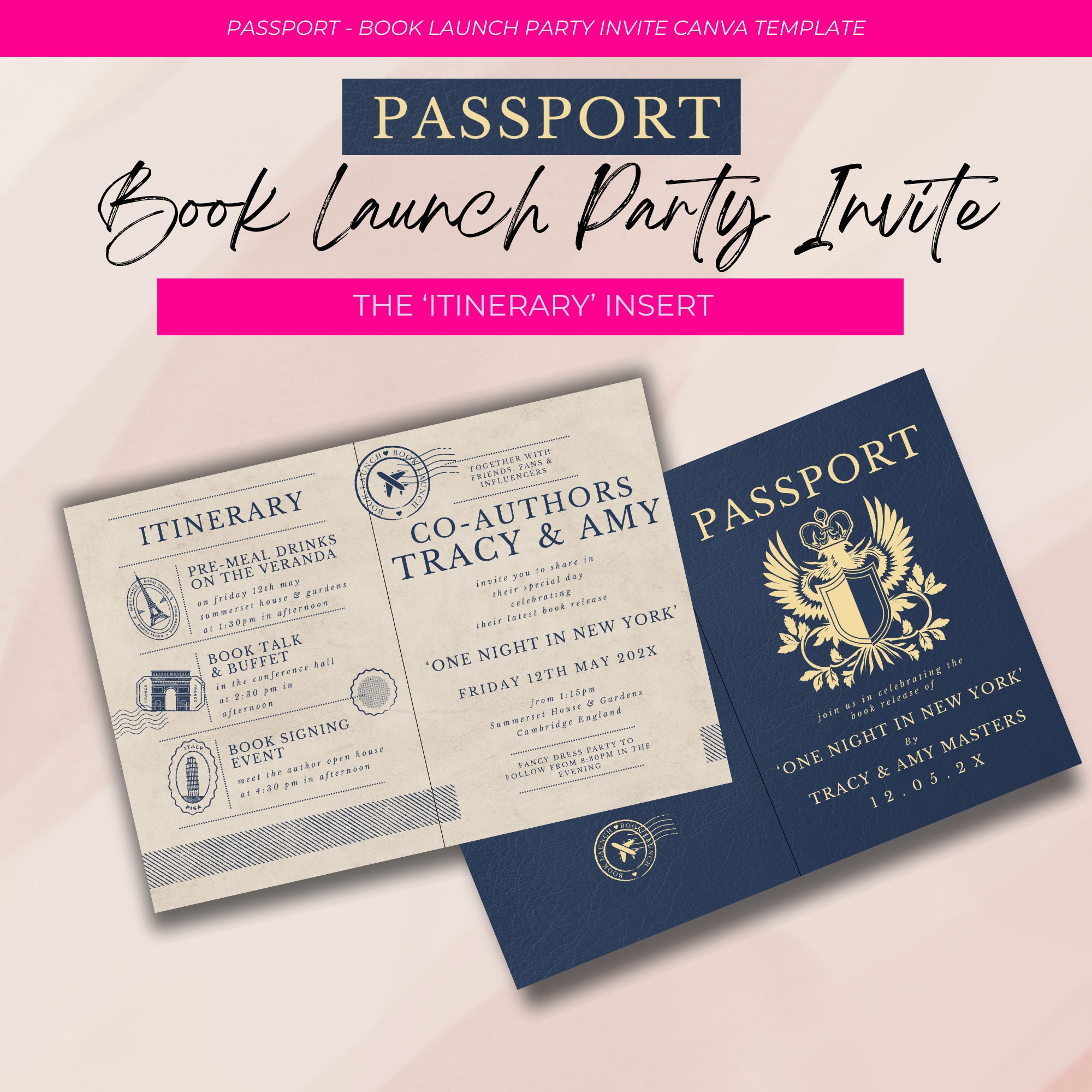 Passport Book Launch Party Invite Canva Template Printable Digital ...