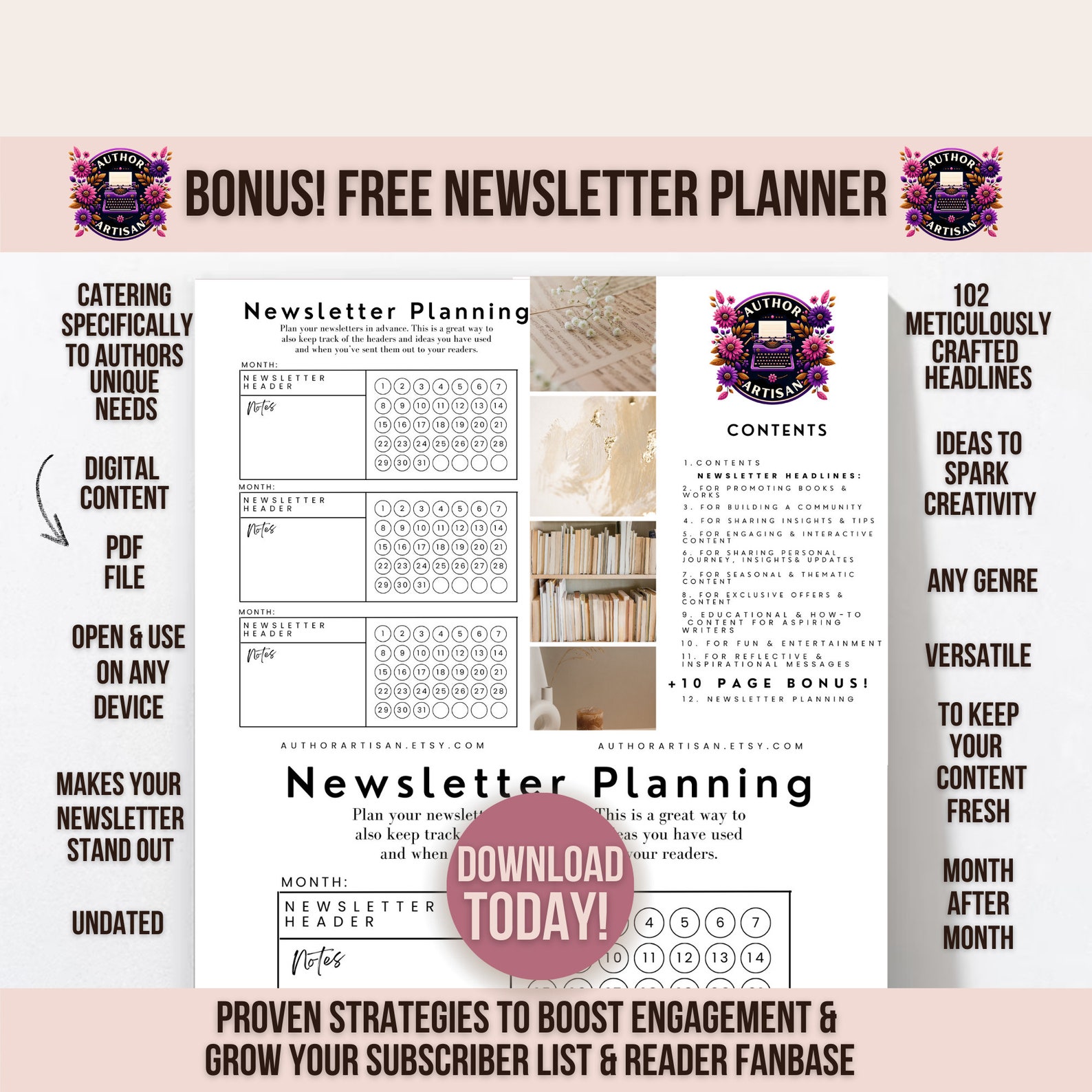 102 Author Newsletter Headlines: Email Marketing Ideas (PDF) - Etsy
