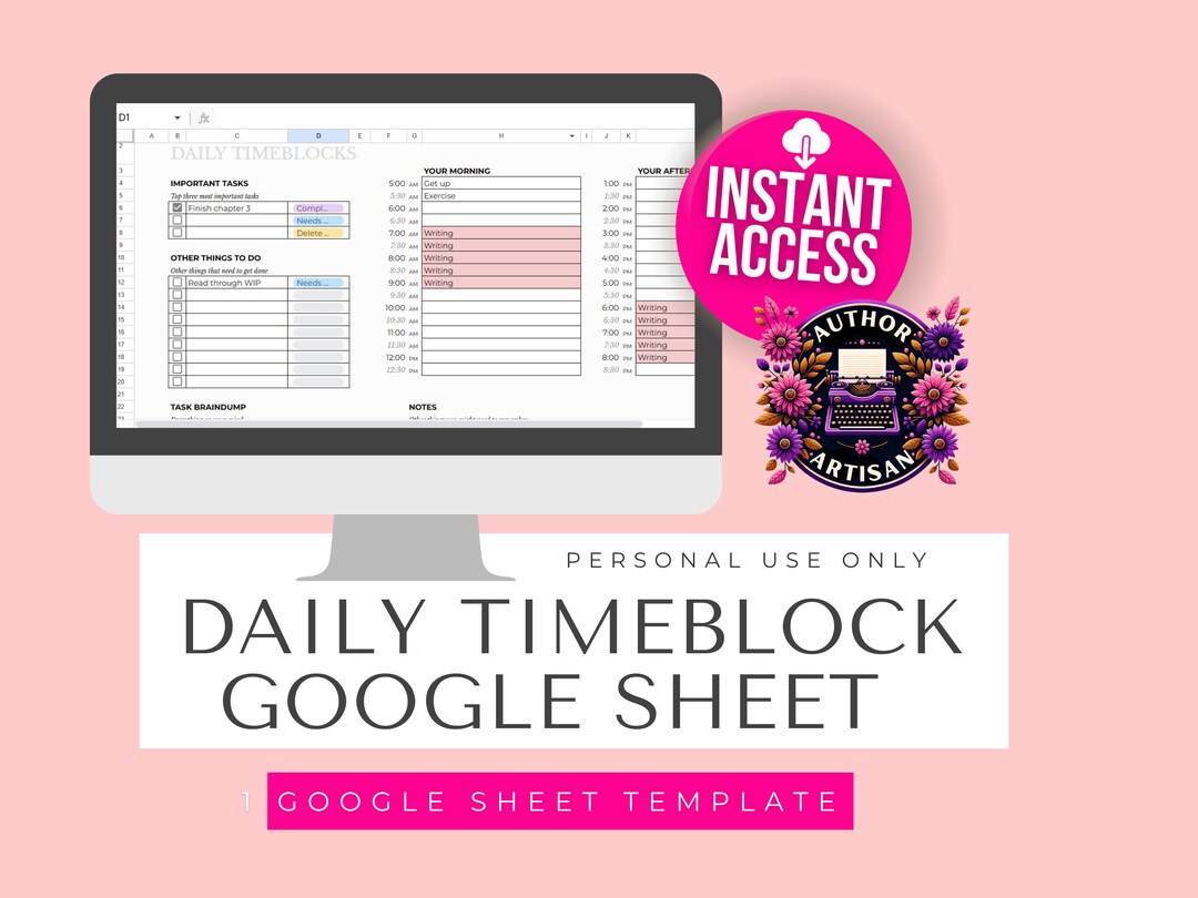Daily Timeblocking/time Chunking Scheduler Interactive Googlesheet With ...
