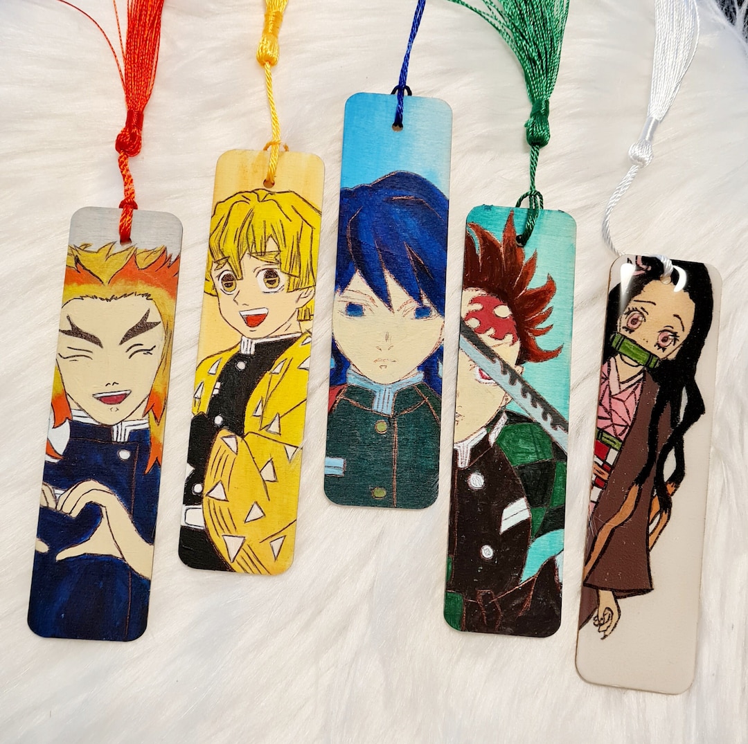 Demon Slayer Bookmark Bookmark Anime Bookworm Gift Fan Drawn Wood - Etsy