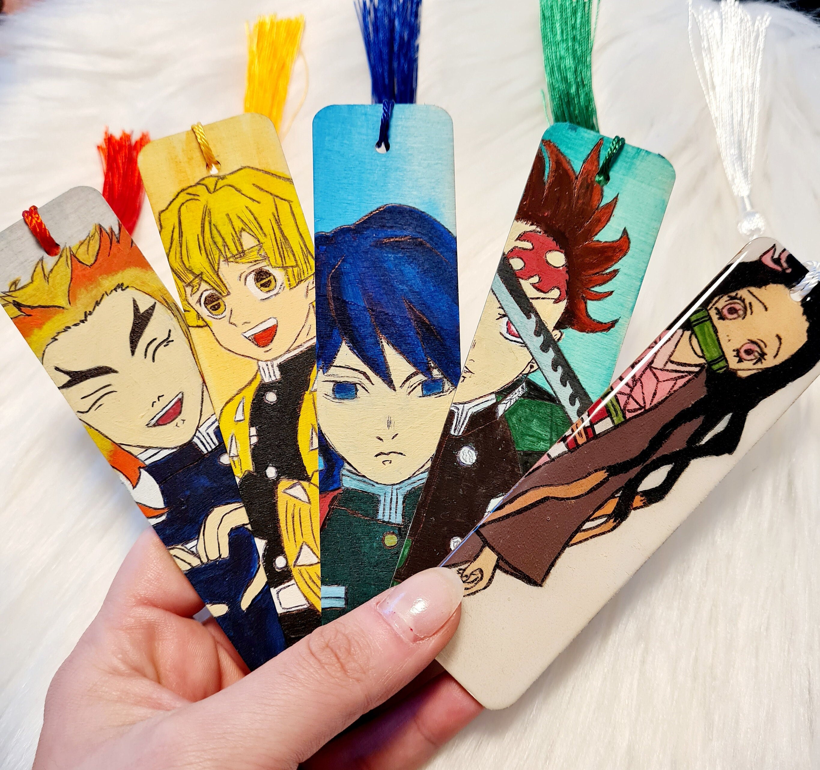 Demon Slayer Bookmark Bookmark Anime Bookworm Gift Fan Drawn Wood - Etsy