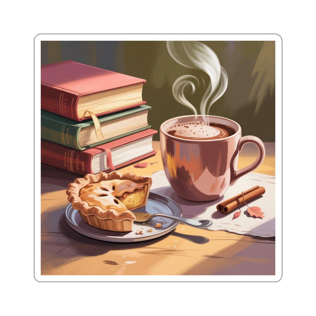 Cozy Coffee & Pie Sticker | Fall Aesthetic Laptop Decor - Etsy